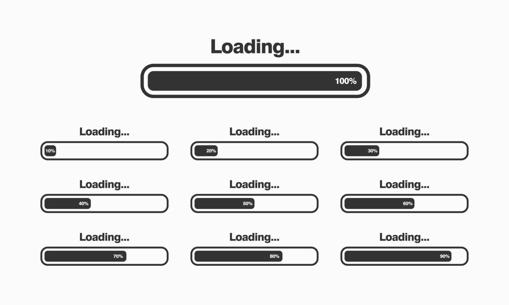 Set Of Loading Bar Vector Illustration Progress Visualization Loading Status Collection Web
