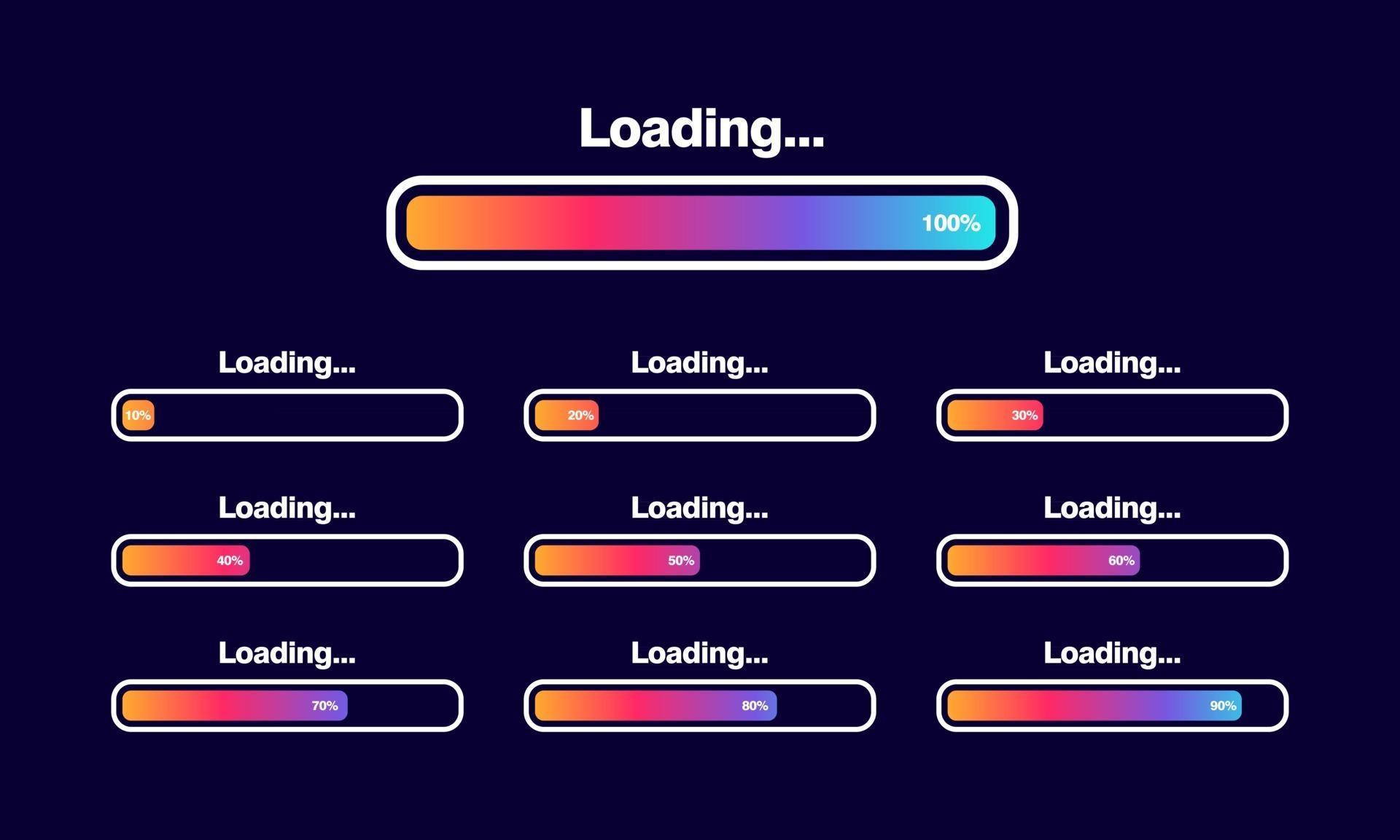 Set Of Loading Bar Vector Illustration Progress Visualization Loading Status Collection Web