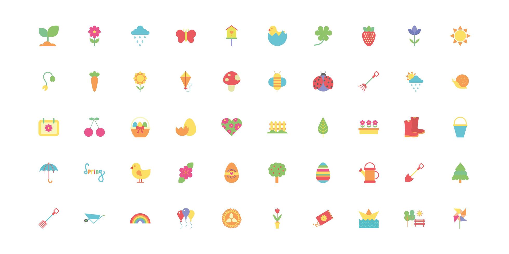 bundle of spring set icons 2559488 Vector Art at Vecteezy