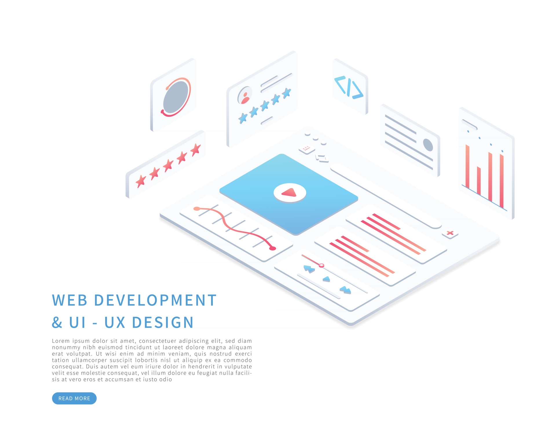 Web page interface design in isometric vector illustration Web design ...