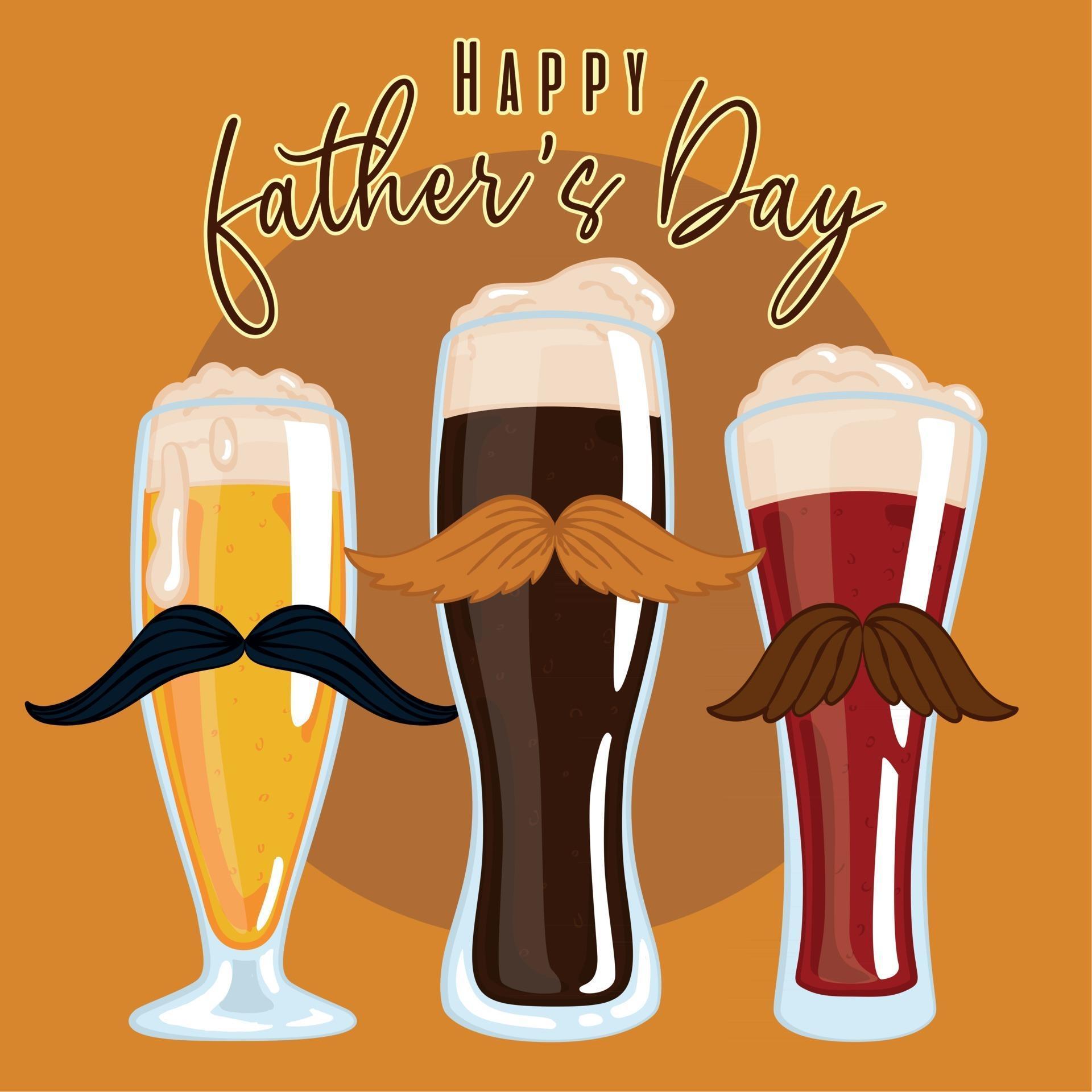 Fathers Day Poster With A Group Of Beer Drinking Glass With Mustaches