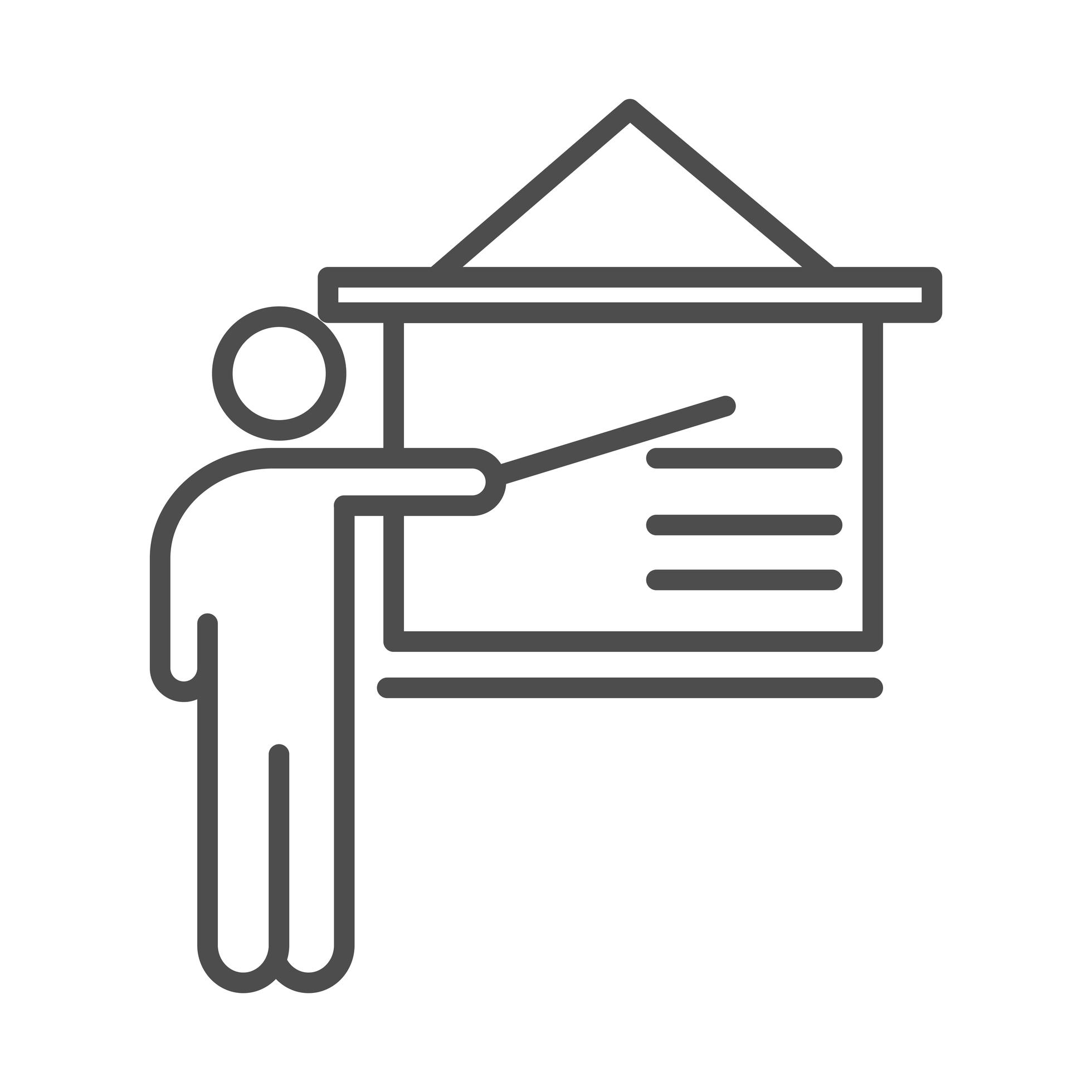 teach school and education tutorial presentation board line style icon ...