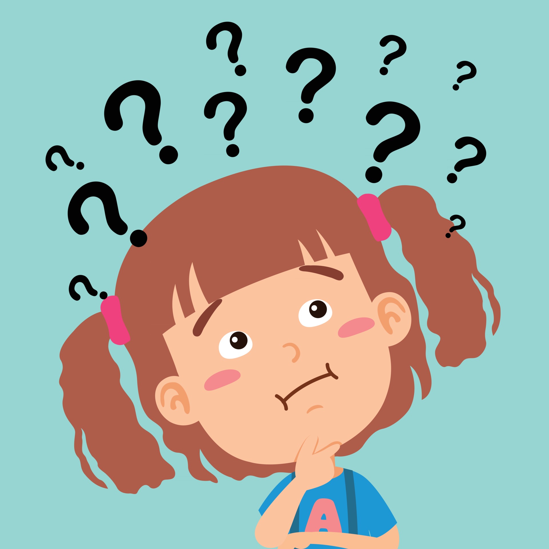 Ilustración de niña pensando con vector de signos de interrogación ... Ilustración de niña pensando con vector de signos de interrogación ...