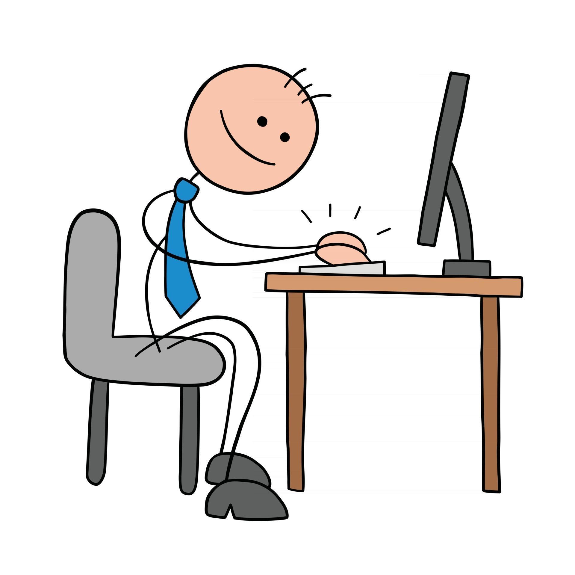Stickman Businessman Character Working at the Computer and Happy Vector ... Stickman Businessman Character Working at the Computer and Happy Vector ...