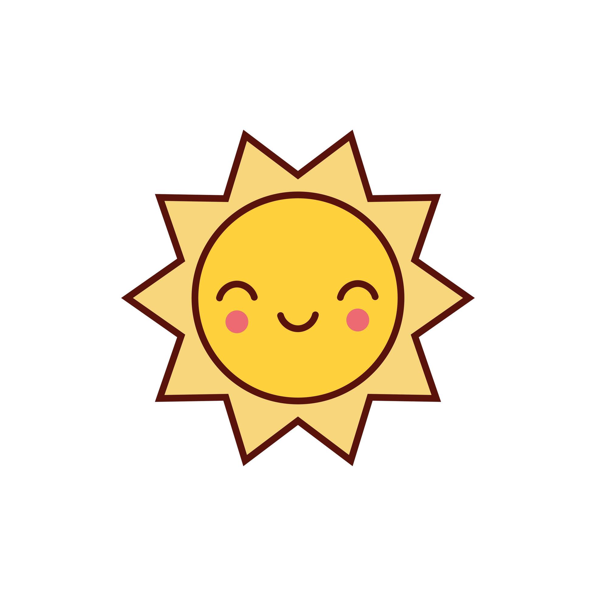 Cute Sun Kawaii Comic Character Icon 2571367 Vector Art At Vecteezy