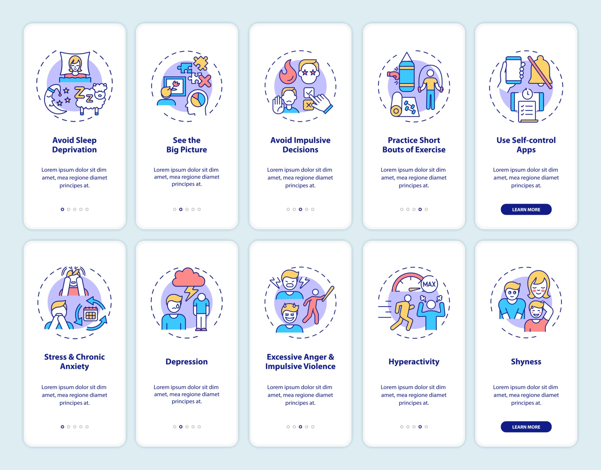 Self Control Onboarding Mobile App Page Screen With Concepts Set 2580810 Vector Art At Vecteezy