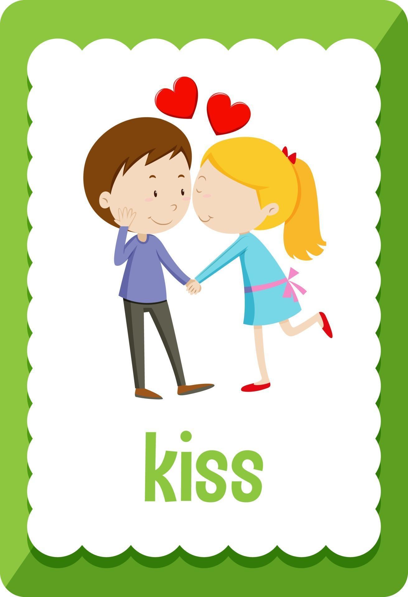 Vocabulary Flashcard With Word Kiss 2583596 Vector Art At Vecteezy