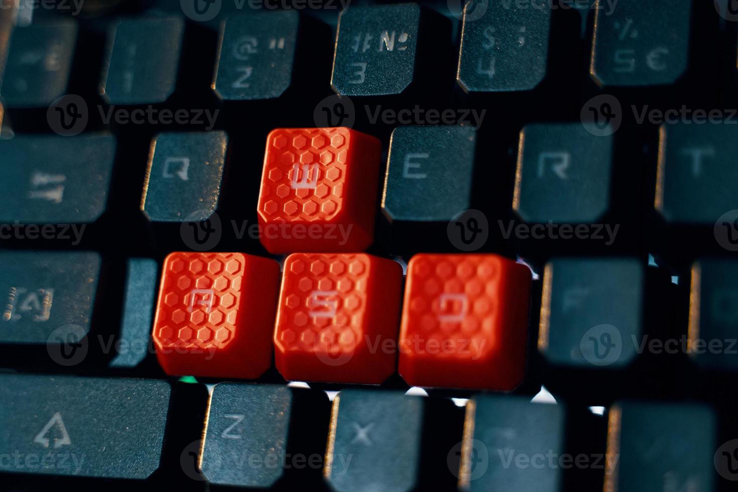 Gaming Keyboard with red WASD keys 2586778 Stock Photo at Vecteezy