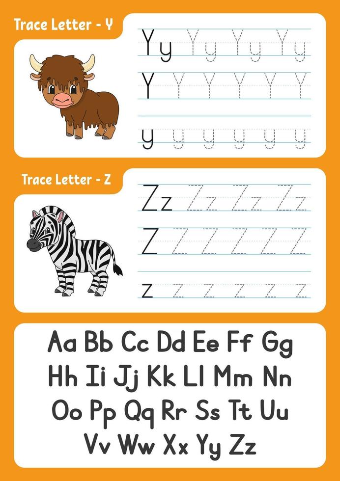 Writing letters. Tracing page. Practice sheet. Worksheet for kids. Exercise for preschools ...