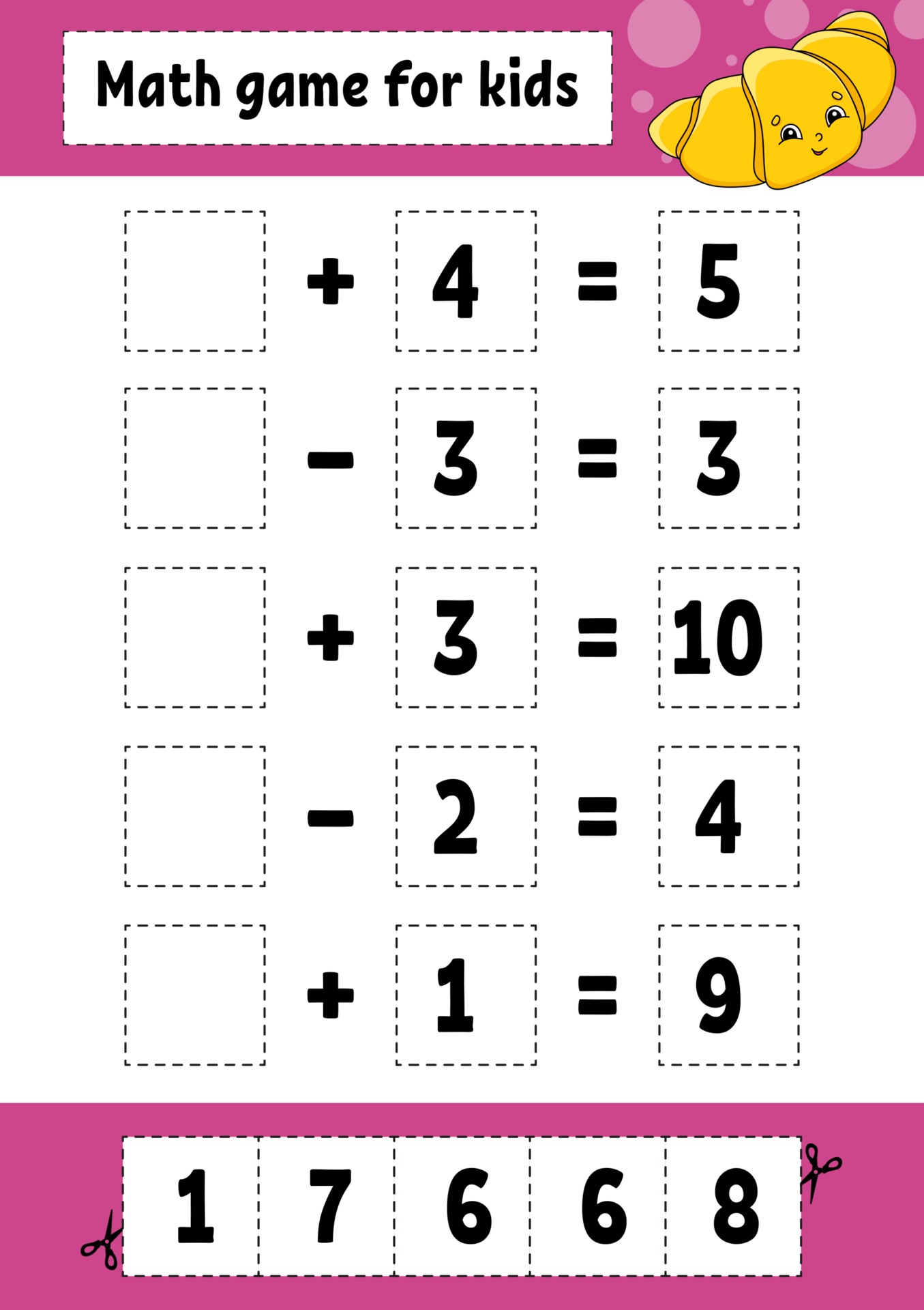 Math Game For Kids Education Developing Worksheet Activity Page With math-game-for-kids-education-developing-worksheet-activity-page-with