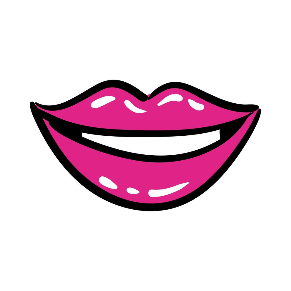 Sexi Mouth And Teeth Pop Art Line And Fill Style Icon 2592524 Vector