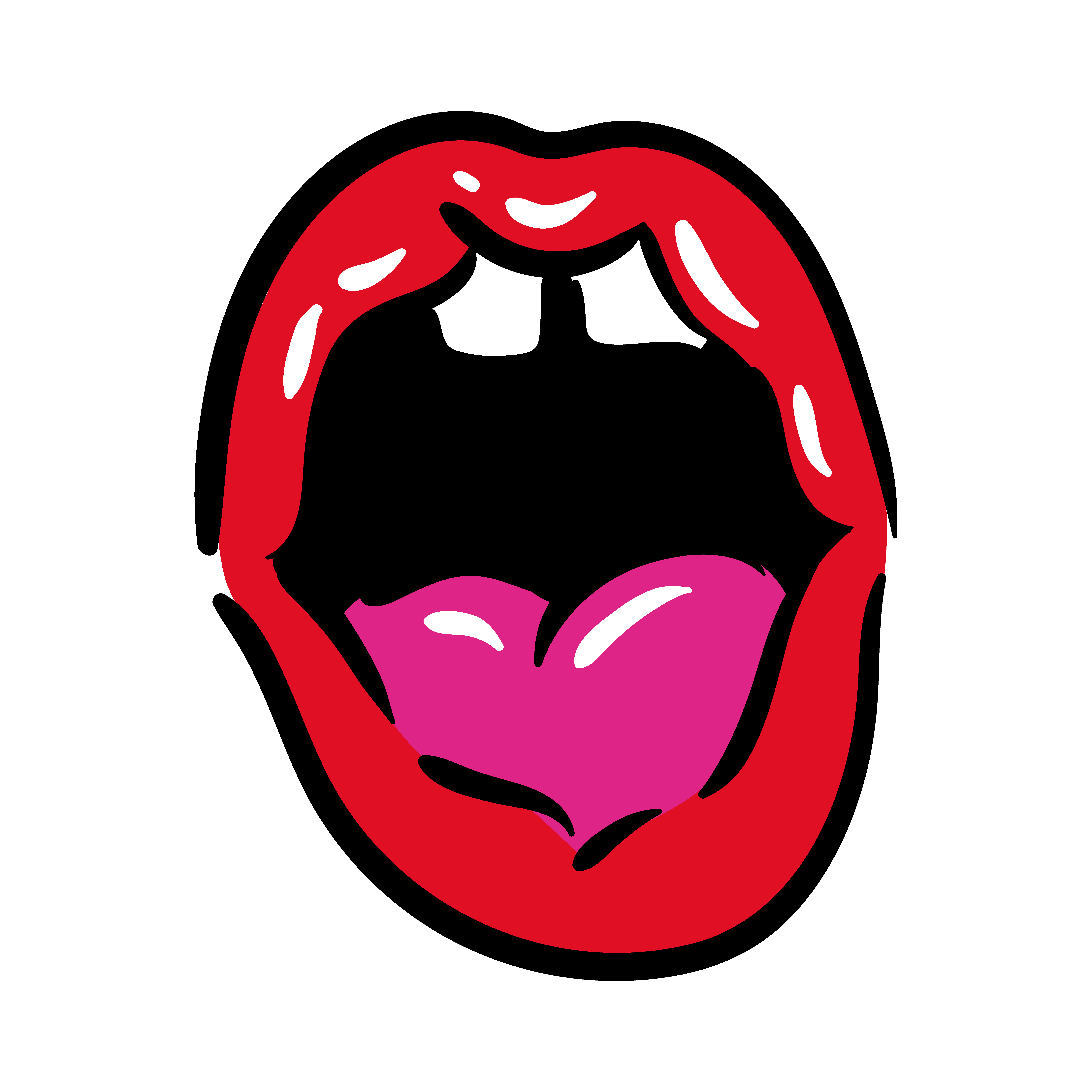Sexi Mouth And Teeth With Tongue Pop Art Line And Fill Style Icon