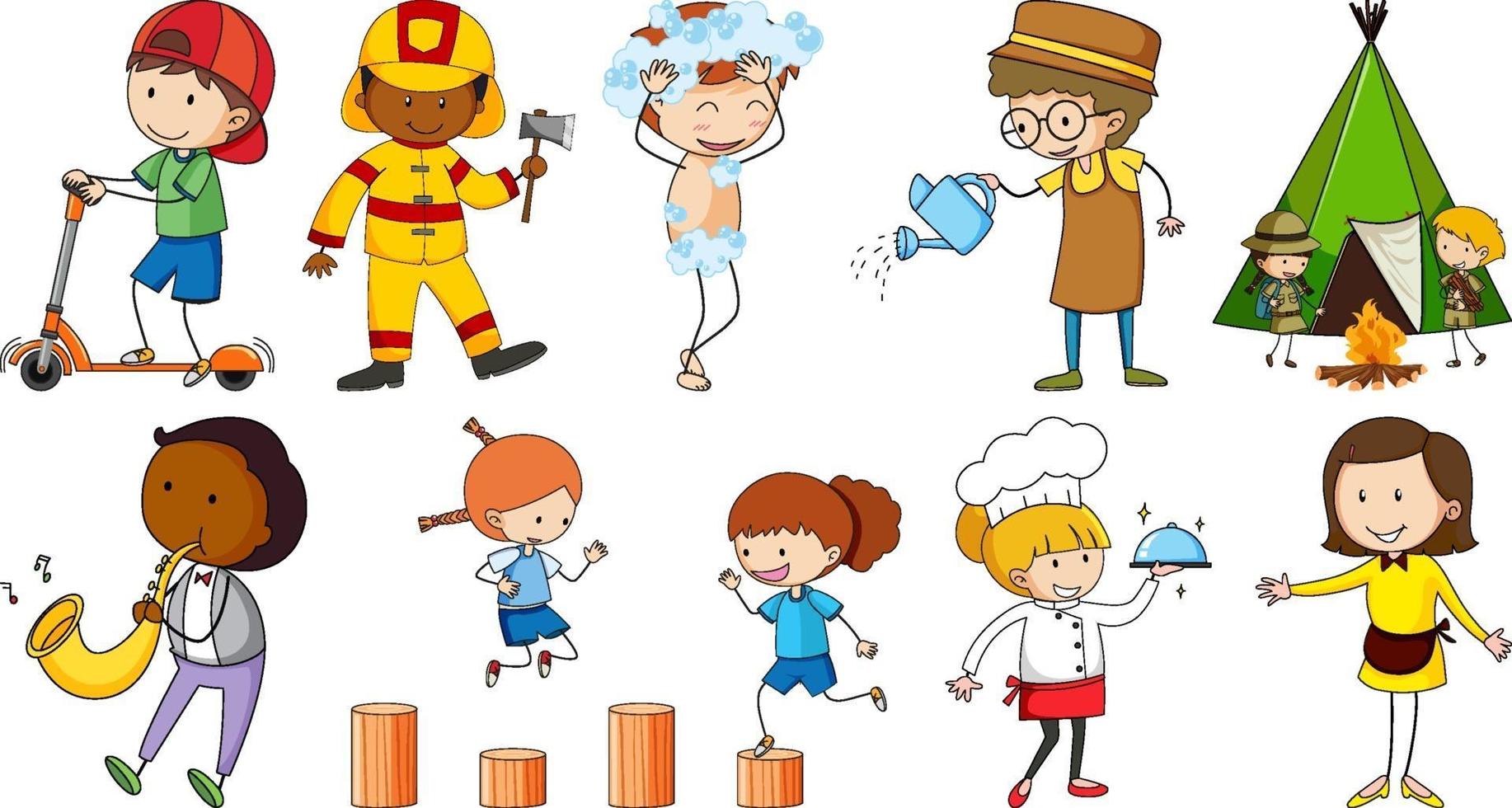 Set Of Different Doodle Kids Cartoon Character Isolated 2593899 Vector set-of-different-doodle-kids-cartoon-character-isolated-2593899-vector