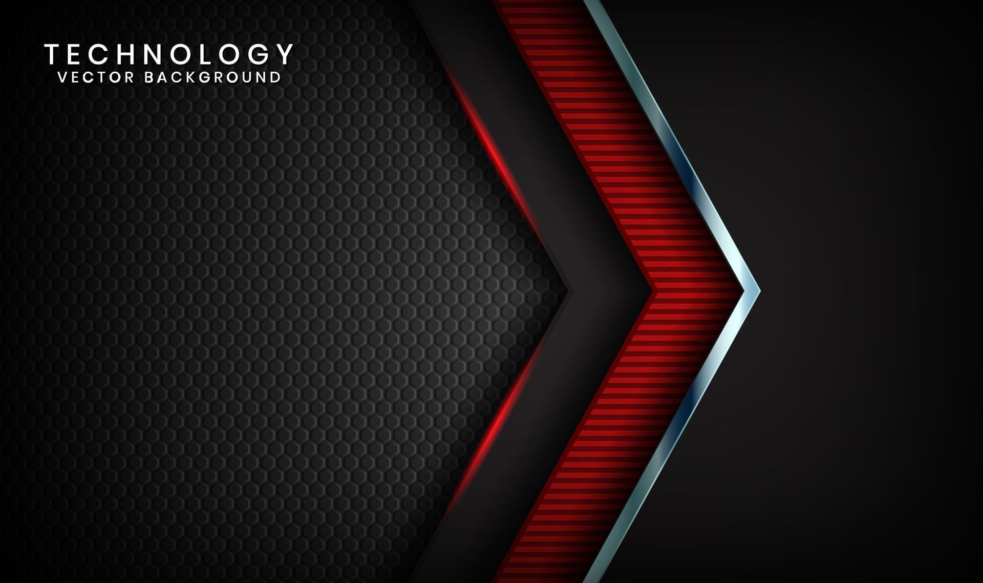 Abstract 3d Black Techno Background Overlap Layers On Dark Space With Red Light Effect