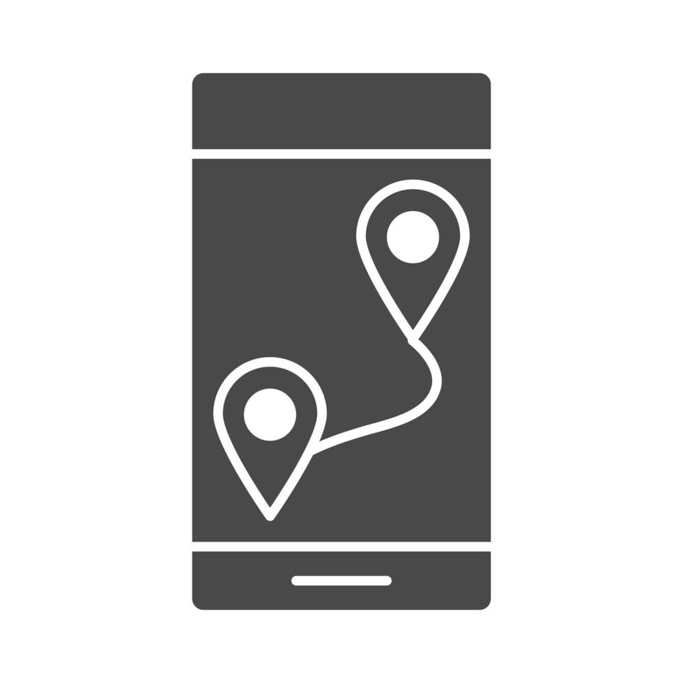 Running Race Smartphone Tracking Gps Pointer Navigation Silhouette Icon Design 2607800 Vector