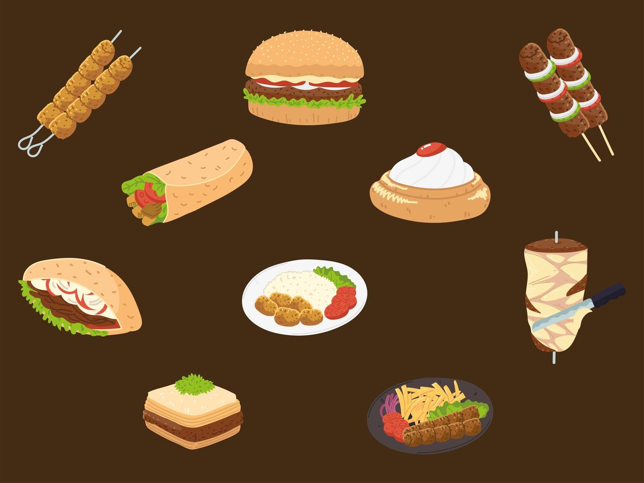 set arabic food 2610177 Vector Art at Vecteezy