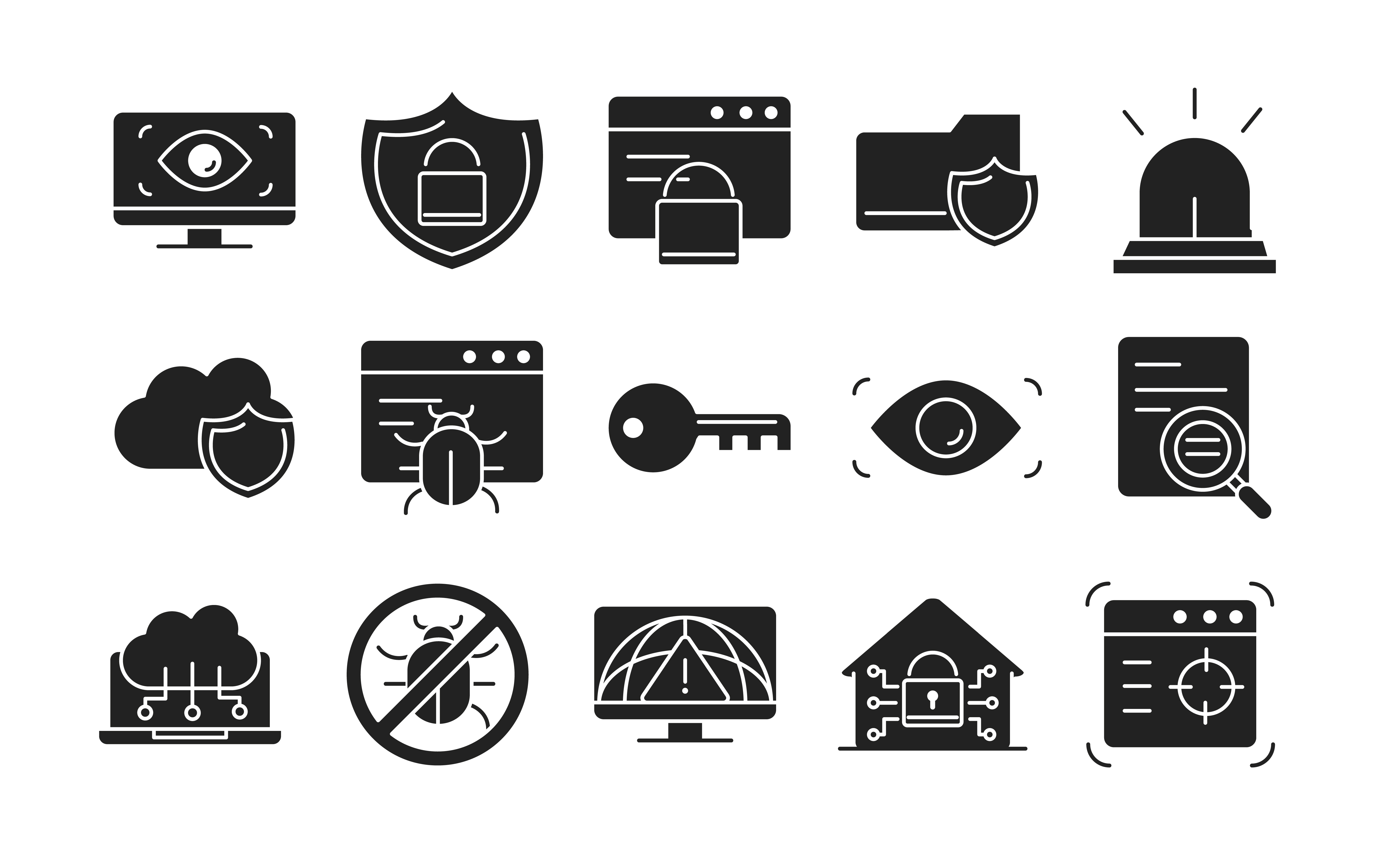 Cyber Security And Information Or Network Protection Icons Set Line Style 2614102 Vector Art At