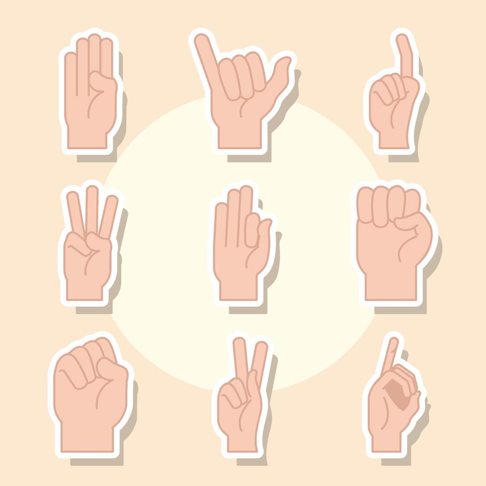 sign language hand gesture indicating different letters alphabet line and fill icons 2614285 ...
