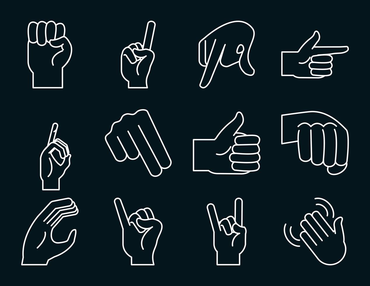 sign language hand gesture pack line icons 2614506 Vector Art at Vecteezy