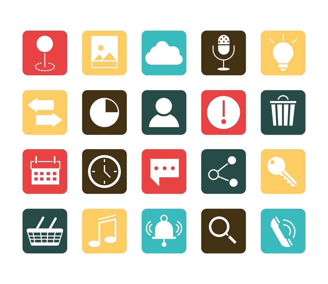 Mobile Application Photo Audio Share Telephone Calendar Clock Music Web