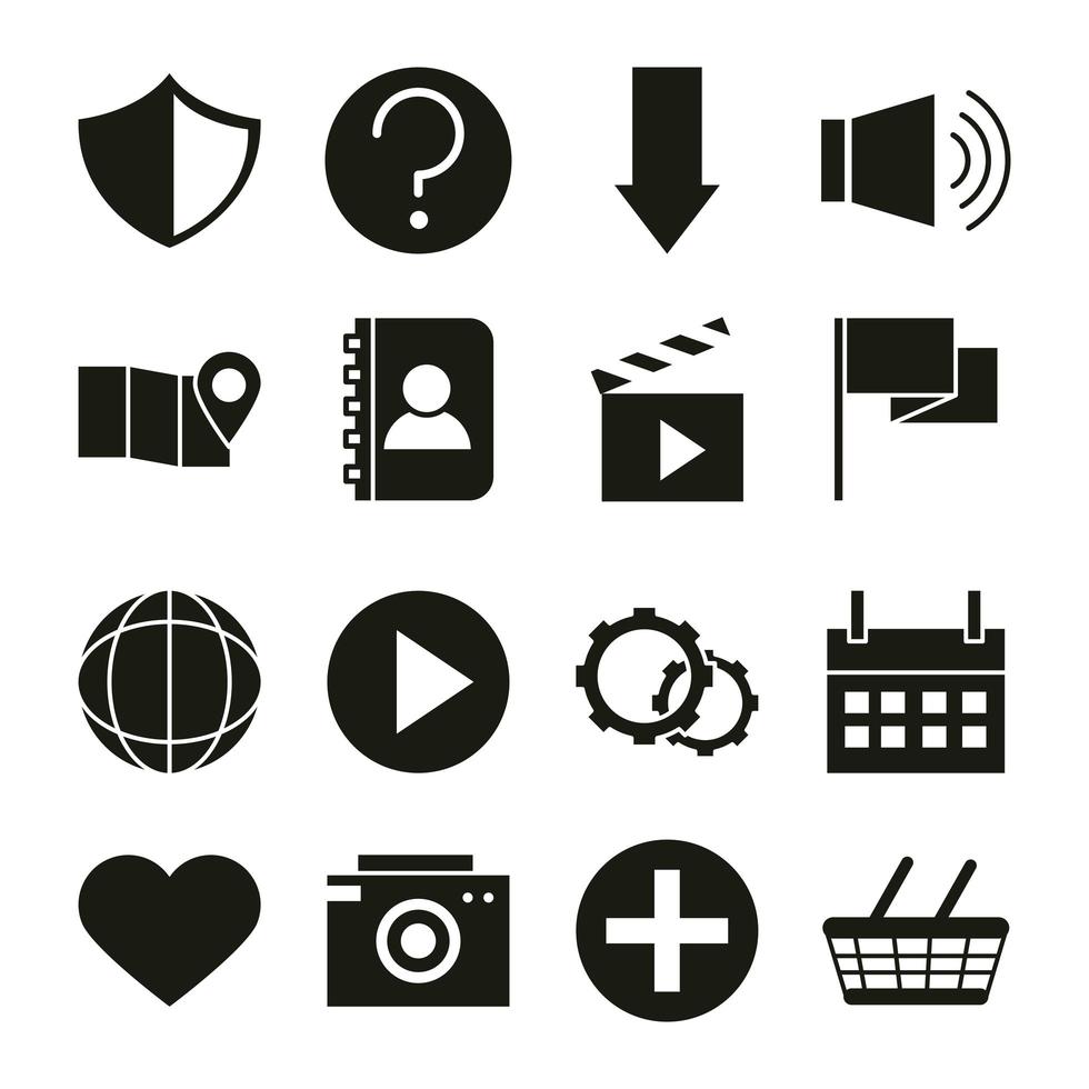 Mobile Application Shield Support Location Pin Like Camera Calendar Web Button Menu Digital