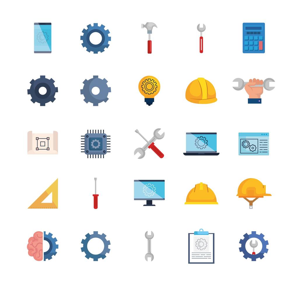 bundle of engineering set icons 2615925 Vector Art at Vecteezy