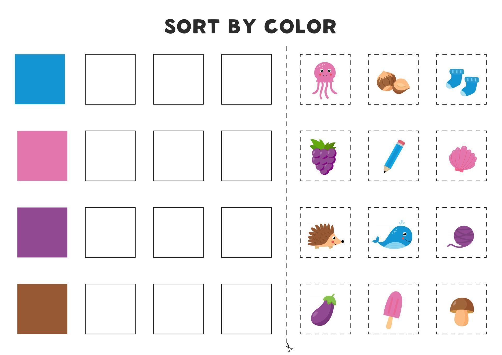 Sort by color Educational game for learning primary colors 2616587 ...