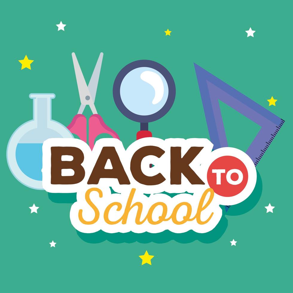 back to school banner, magnifying glass and supplies education 2620422 ...