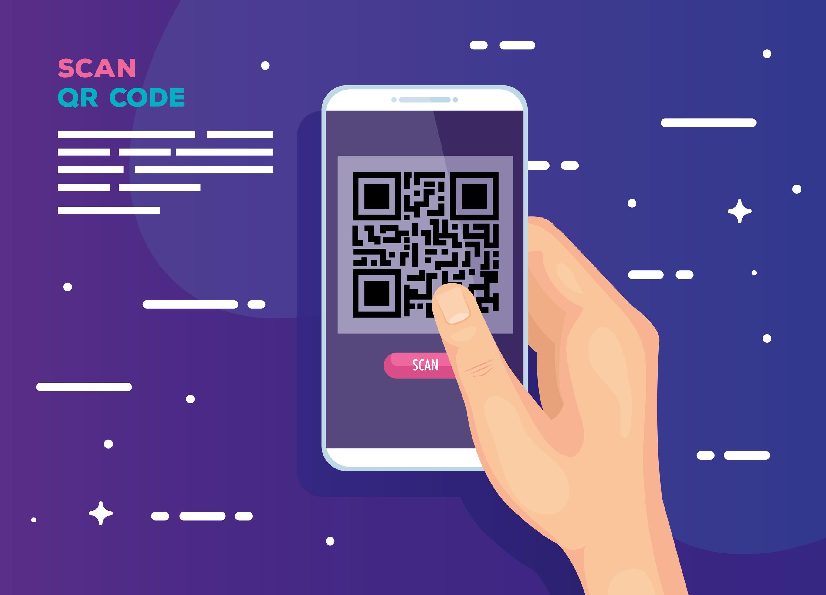 hand user scan code qr with smartphone 2620635 Vector Art at Vecteezy