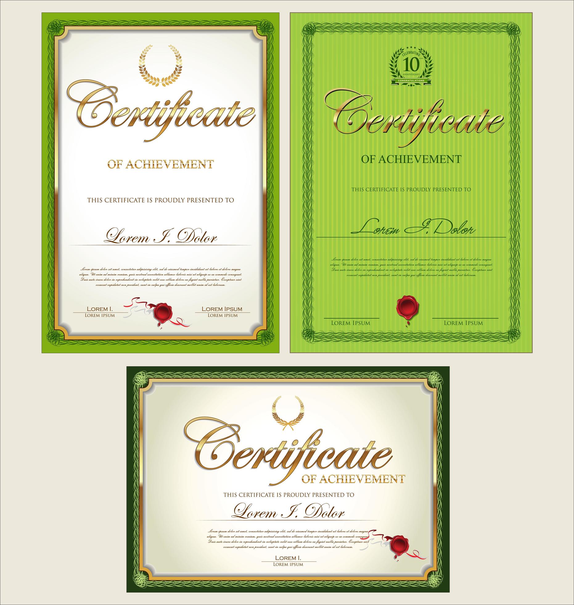 Green Certificate Template Collection Eps 2632308 Vector Art At Vecteezy