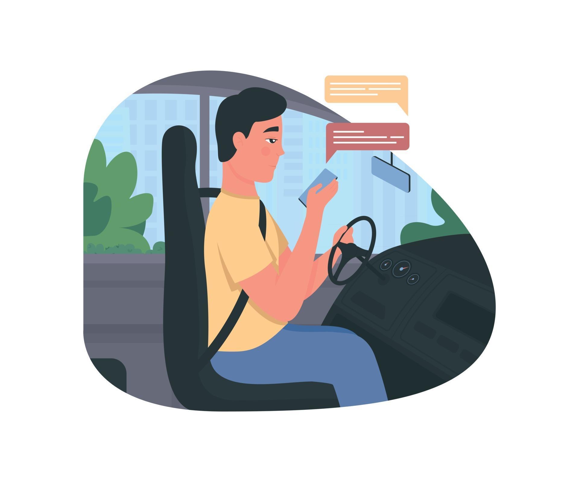 Texting while driving 2D vector web banner 2632990 Vector Art at Vecteezy