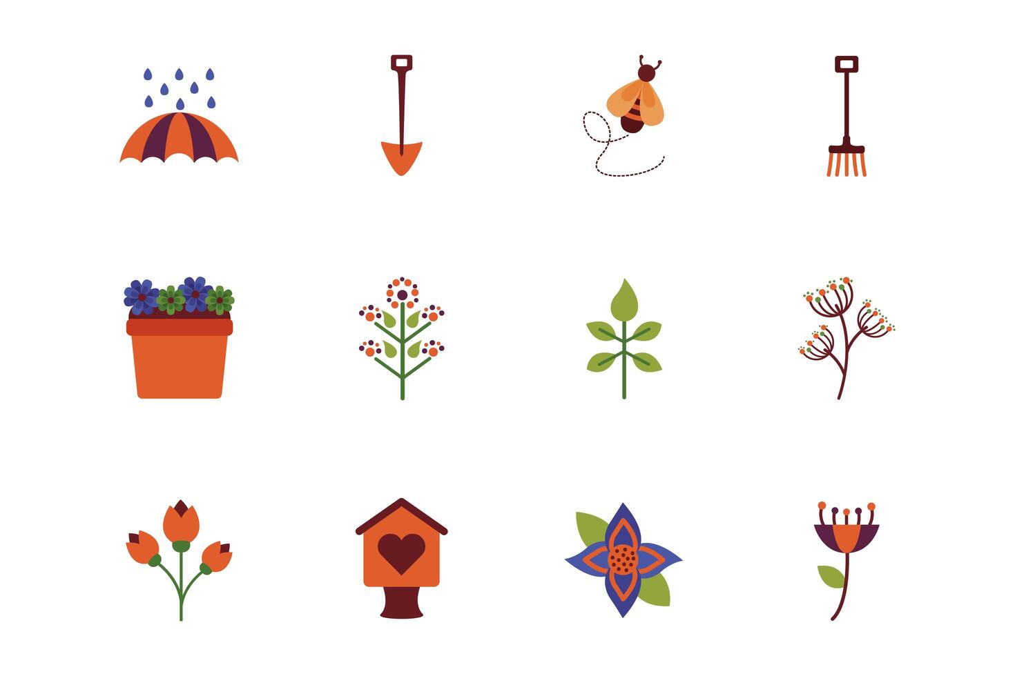 bundle of spring set flat icons 2647060 Vector Art at Vecteezy