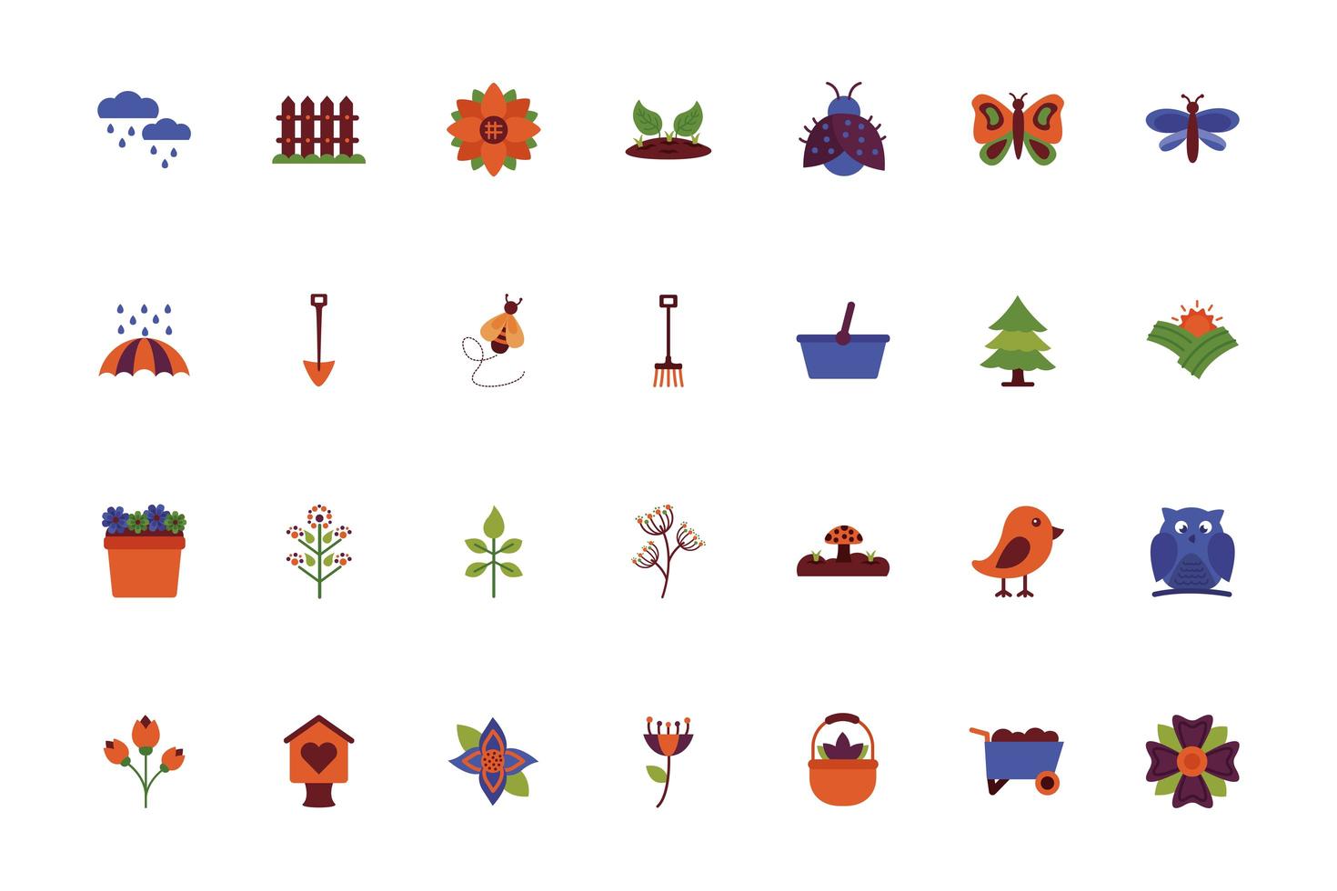 bundle of spring set flat icons 2647064 Vector Art at Vecteezy