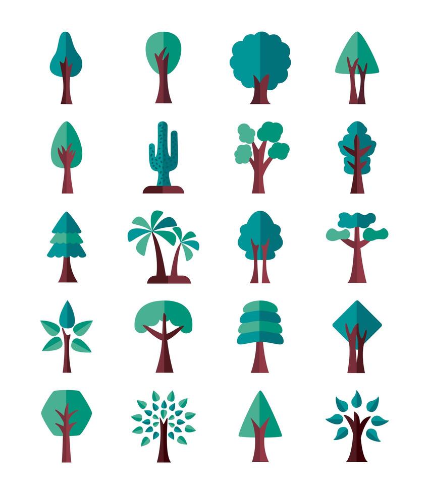bundle of trees flat style icons 2647367 Vector Art at Vecteezy