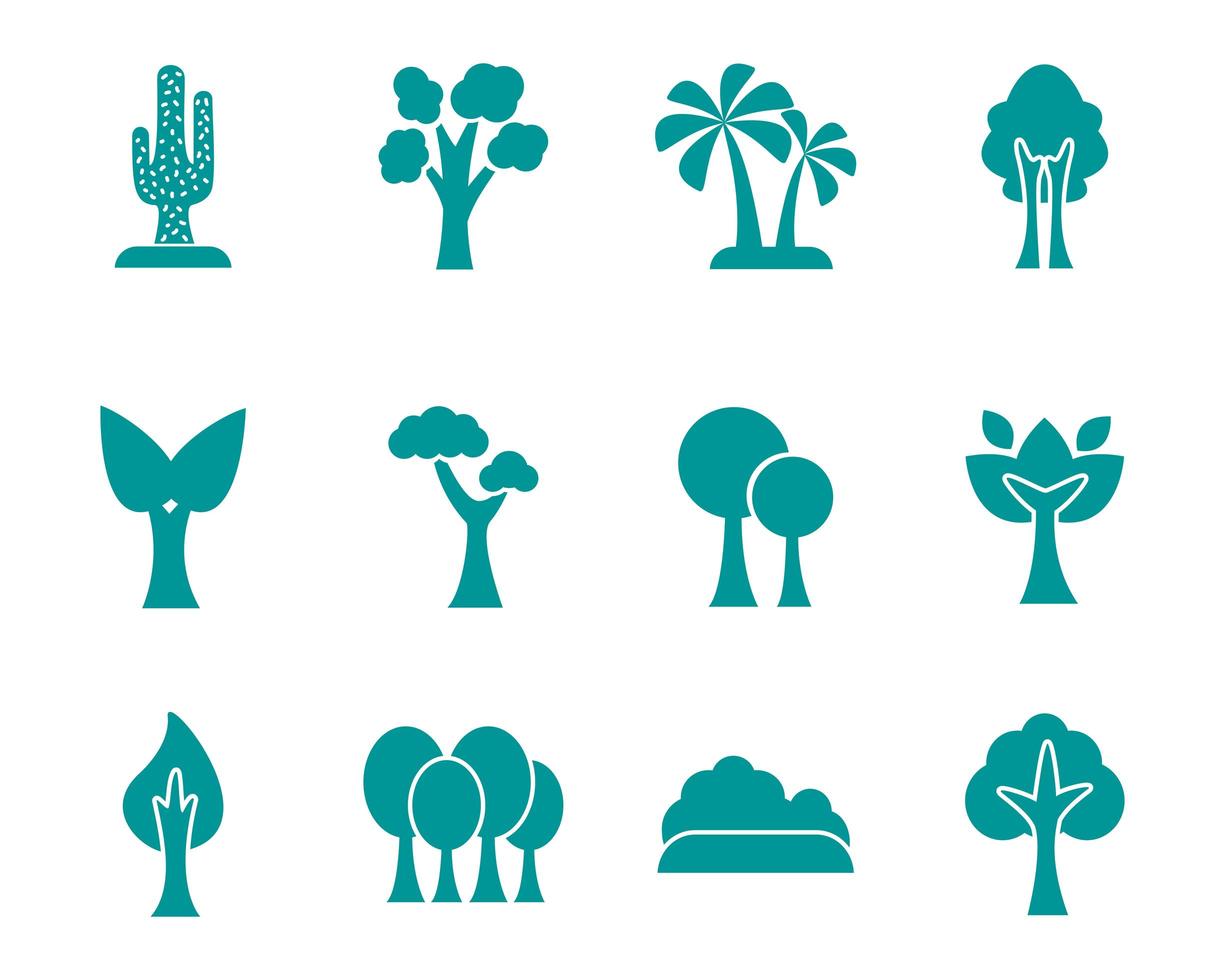 bundle of trees silhouette style icons 2647372 Vector Art at Vecteezy