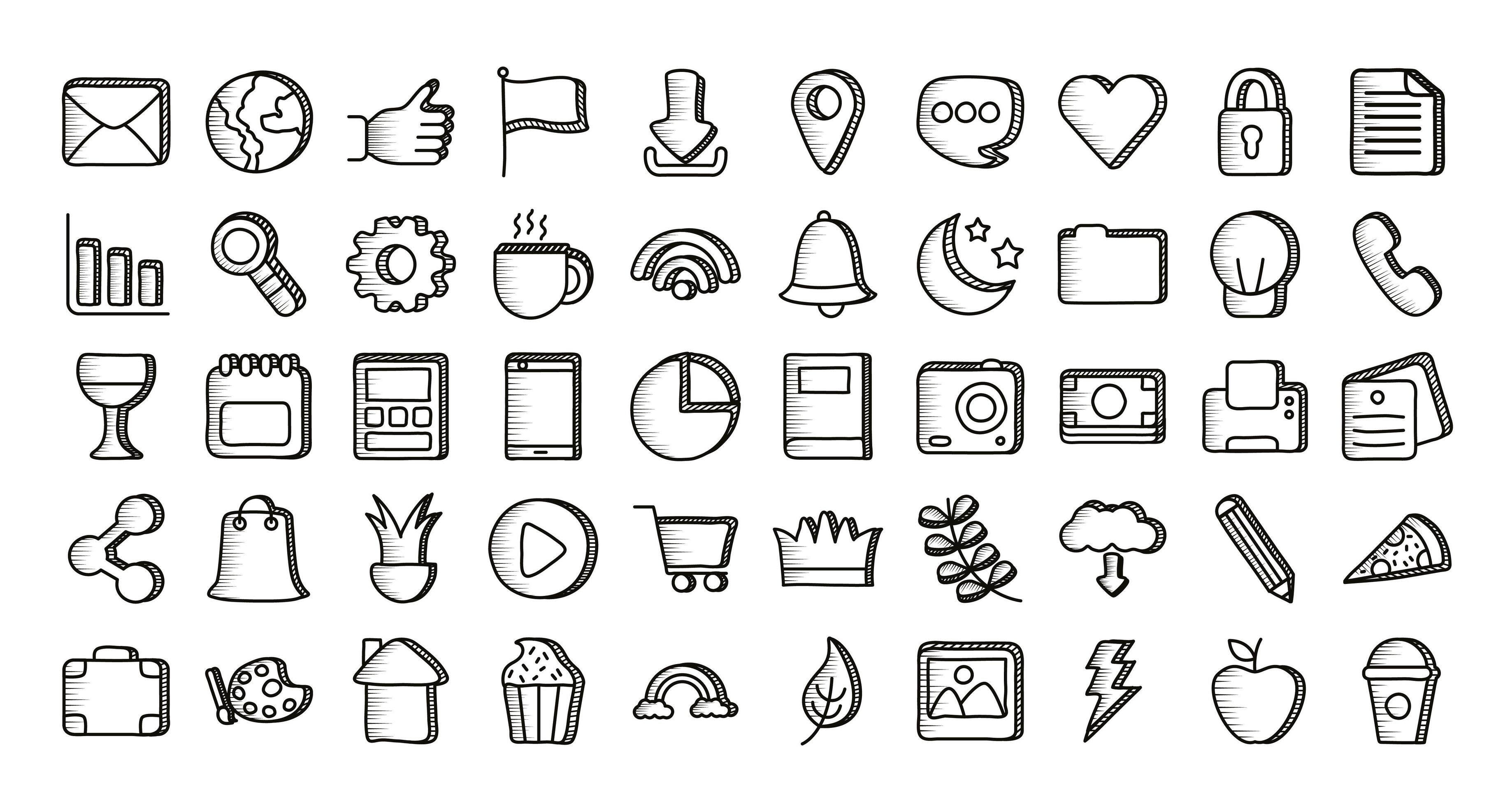 bundle of doodle set icons 2647388 Vector Art at Vecteezy