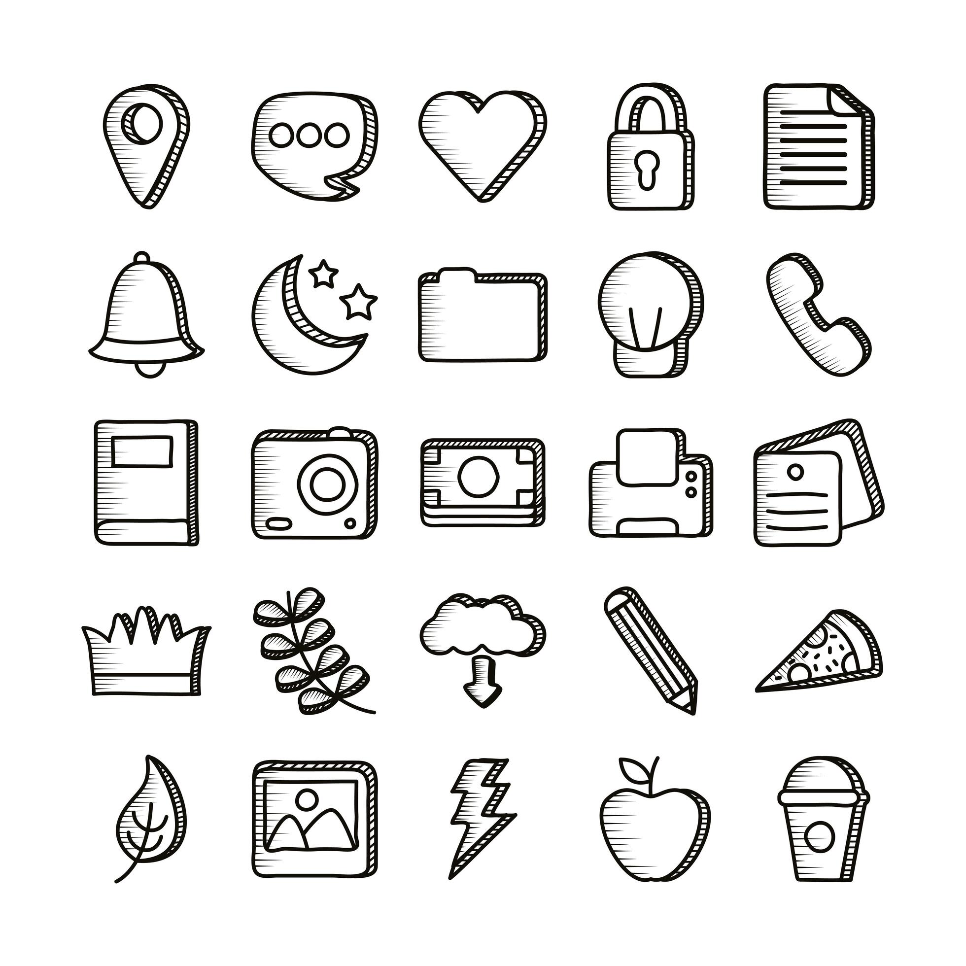 bundle of doodle set icons 2647390 Vector Art at Vecteezy