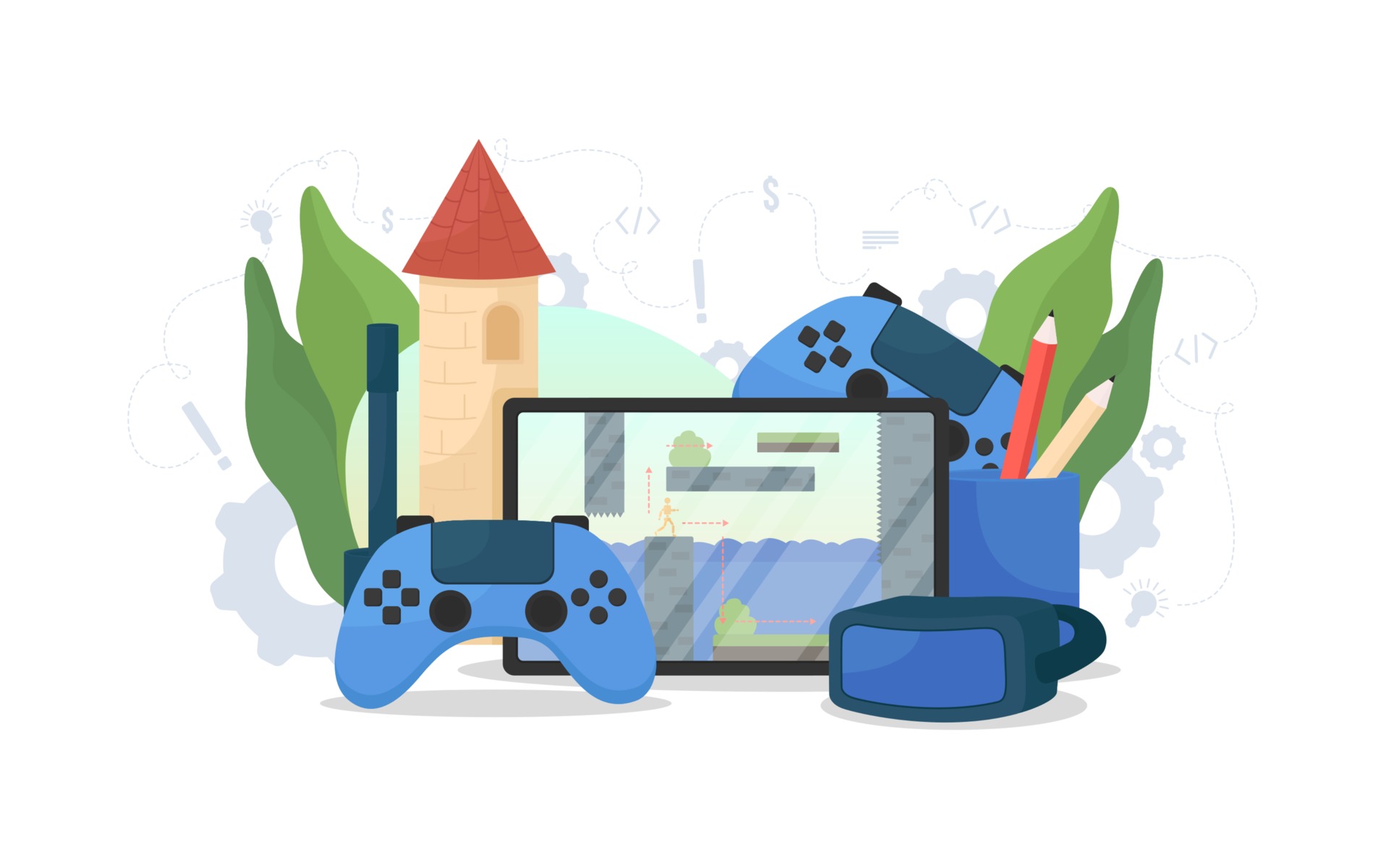Video game development flat concept vector illustration 2656358 Vector ...