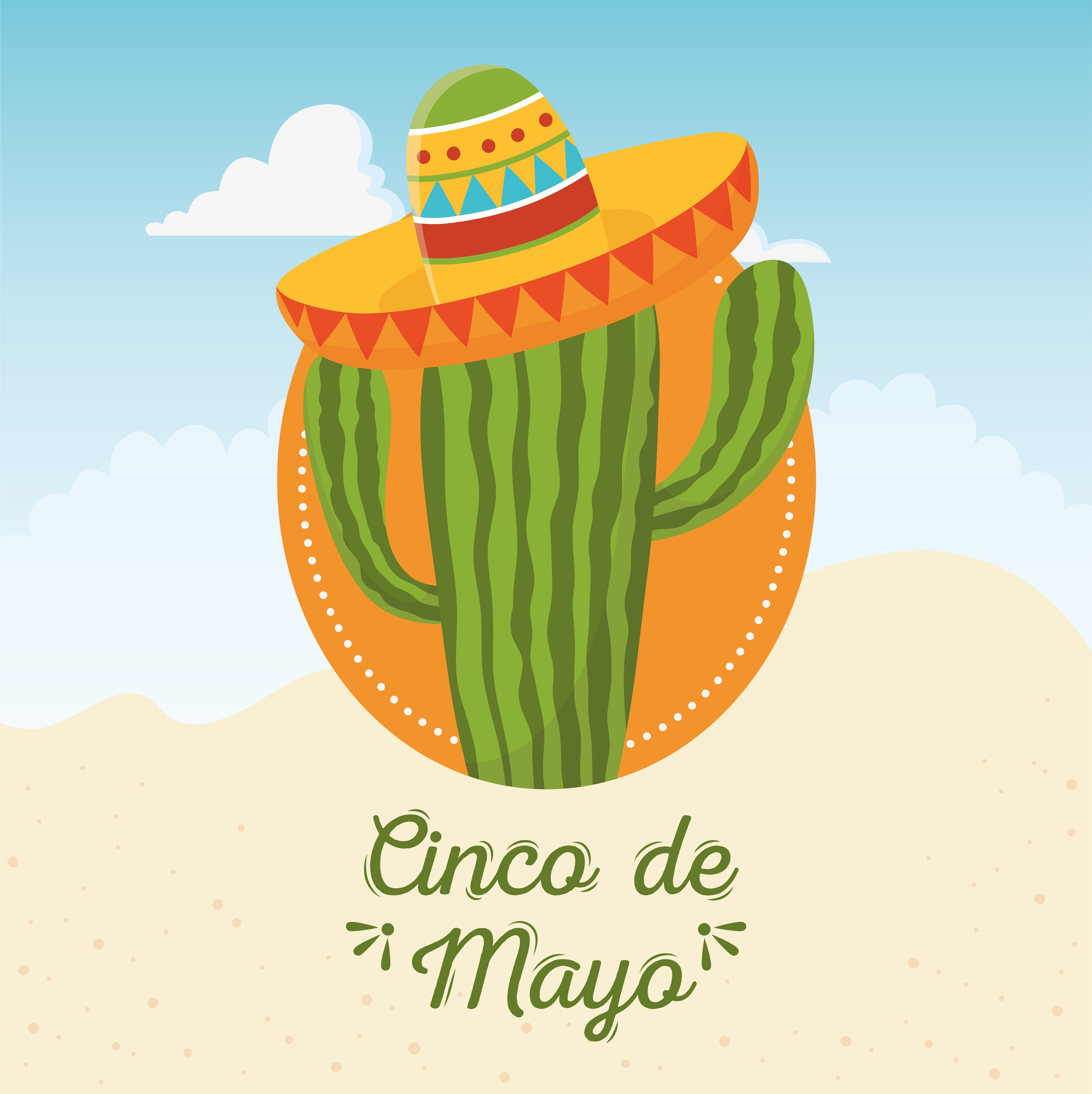 cinco de mayo greeting card cactus with hat mexican celebration 2659359 ...