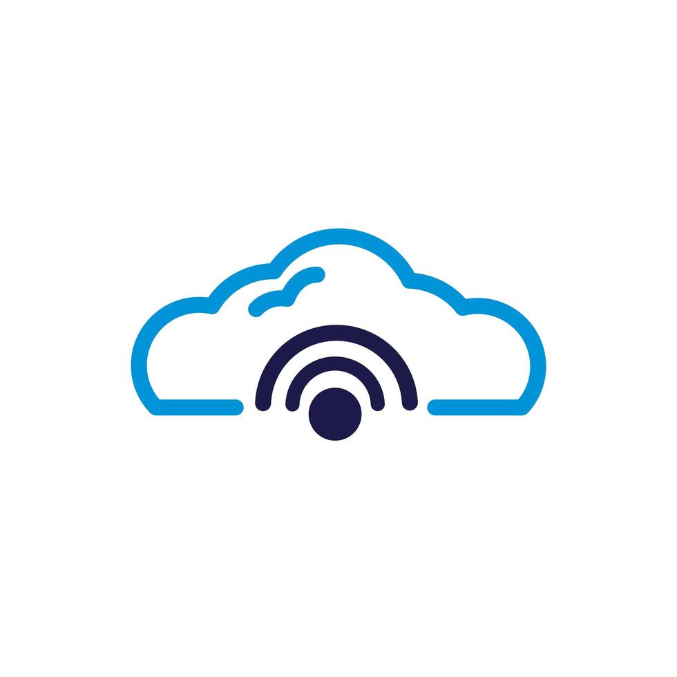 Cloud Computing With Wifi Signal Lineal Color Style 2661011 Vector Art At Vecteezy
