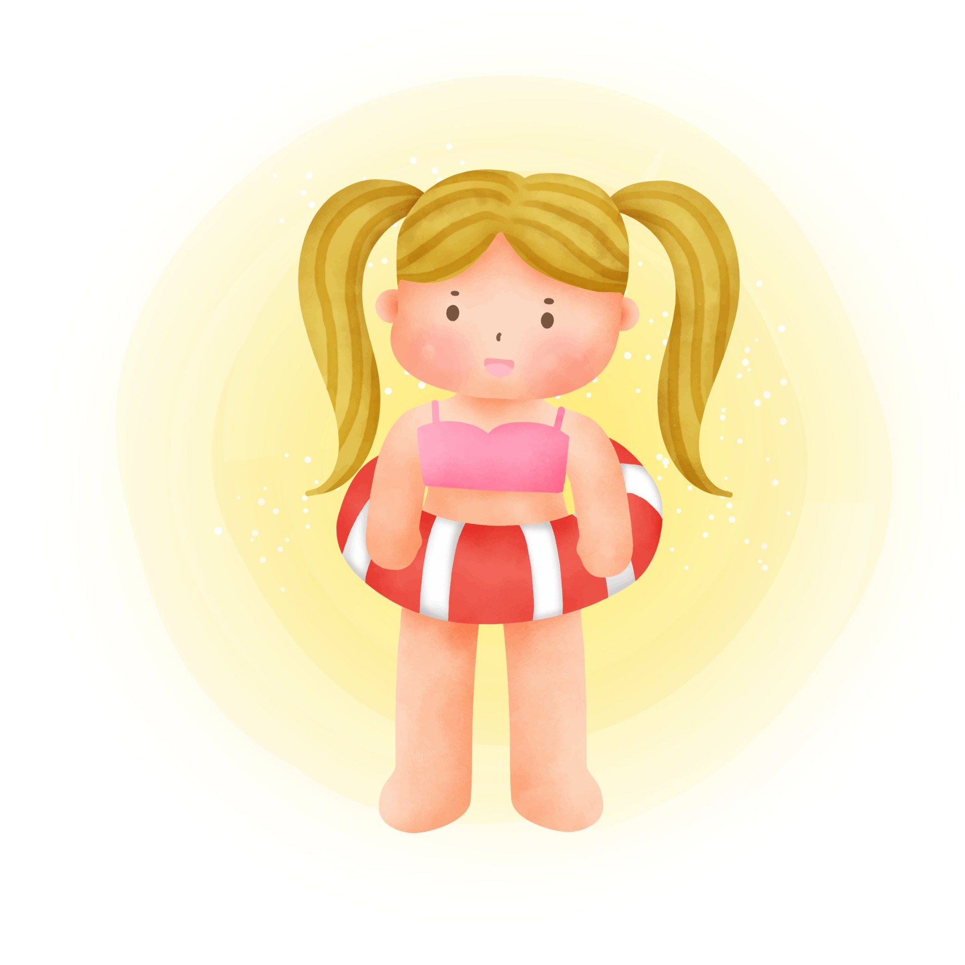 Watercolor Summer with cute girl 2666981 Vector Art at Vecteezy