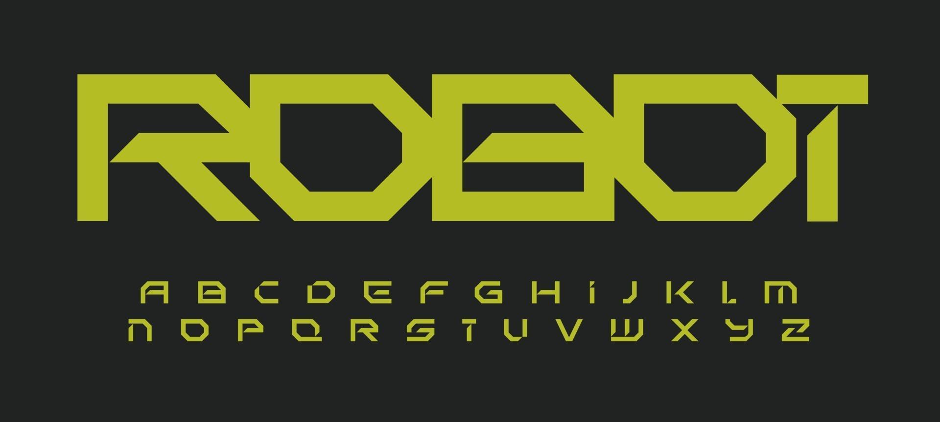 Alphabet in robotic technology style. Geometric futuristic font for ... Alphabet in robotic technology style. Geometric futuristic font for ...