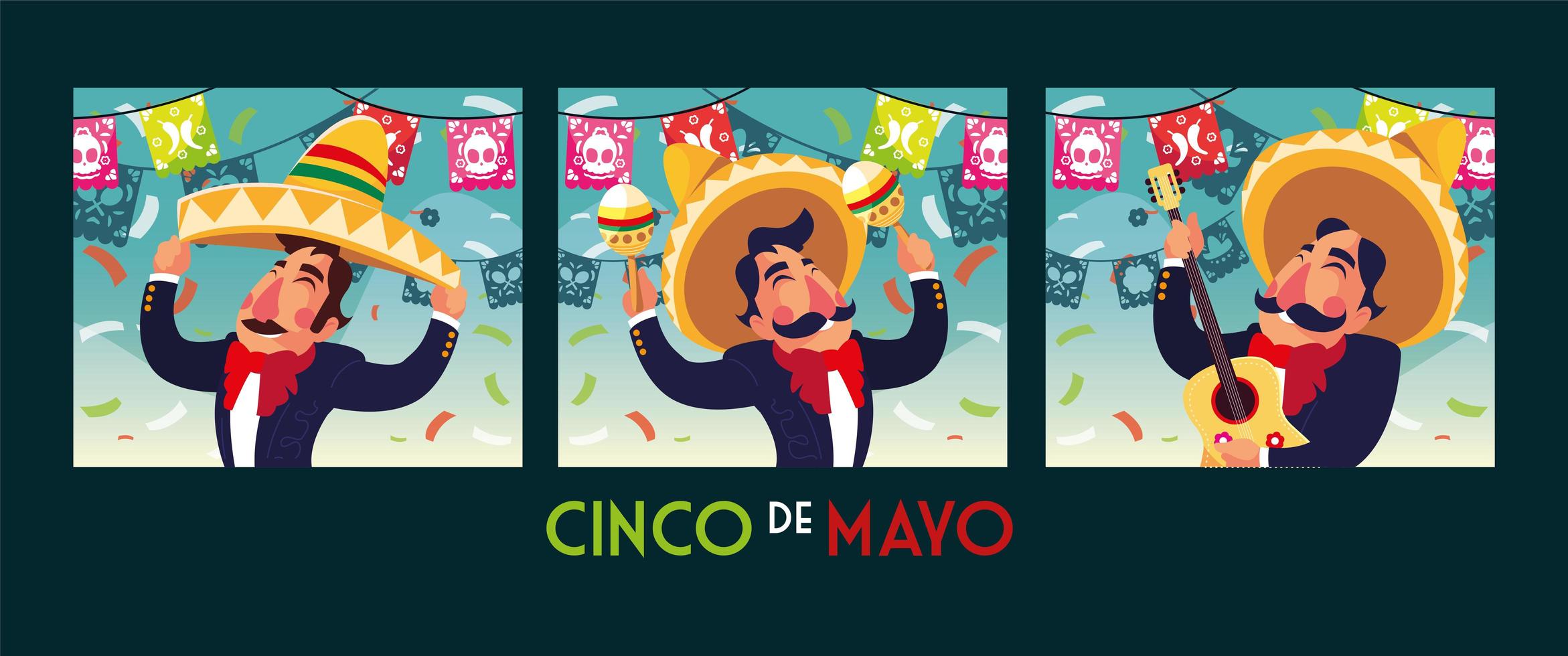 set of cards cinco de mayo 2676994 Vector Art at Vecteezy