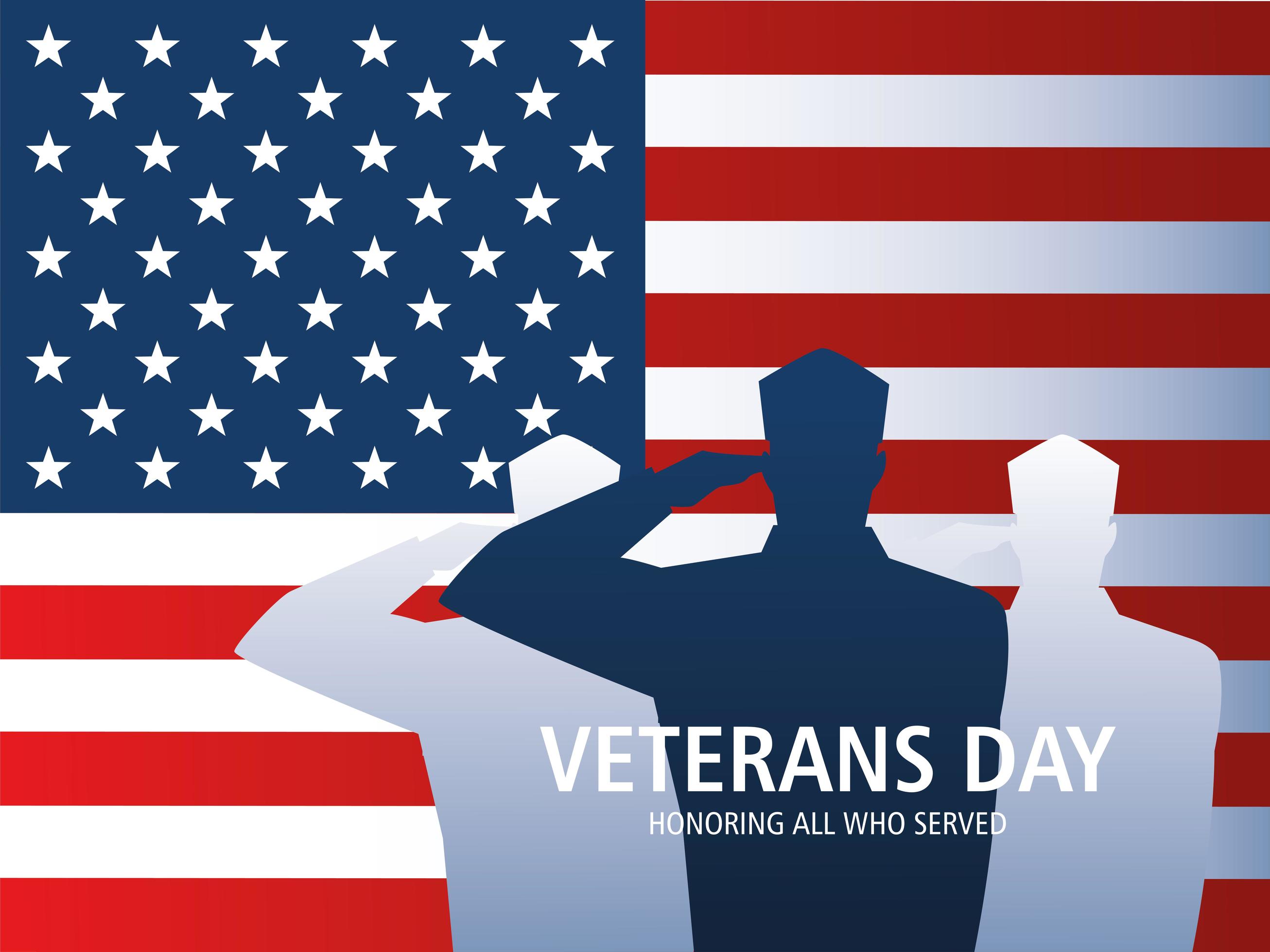 happy veterans day, soldiers saluting american flag national 2678988 ...
