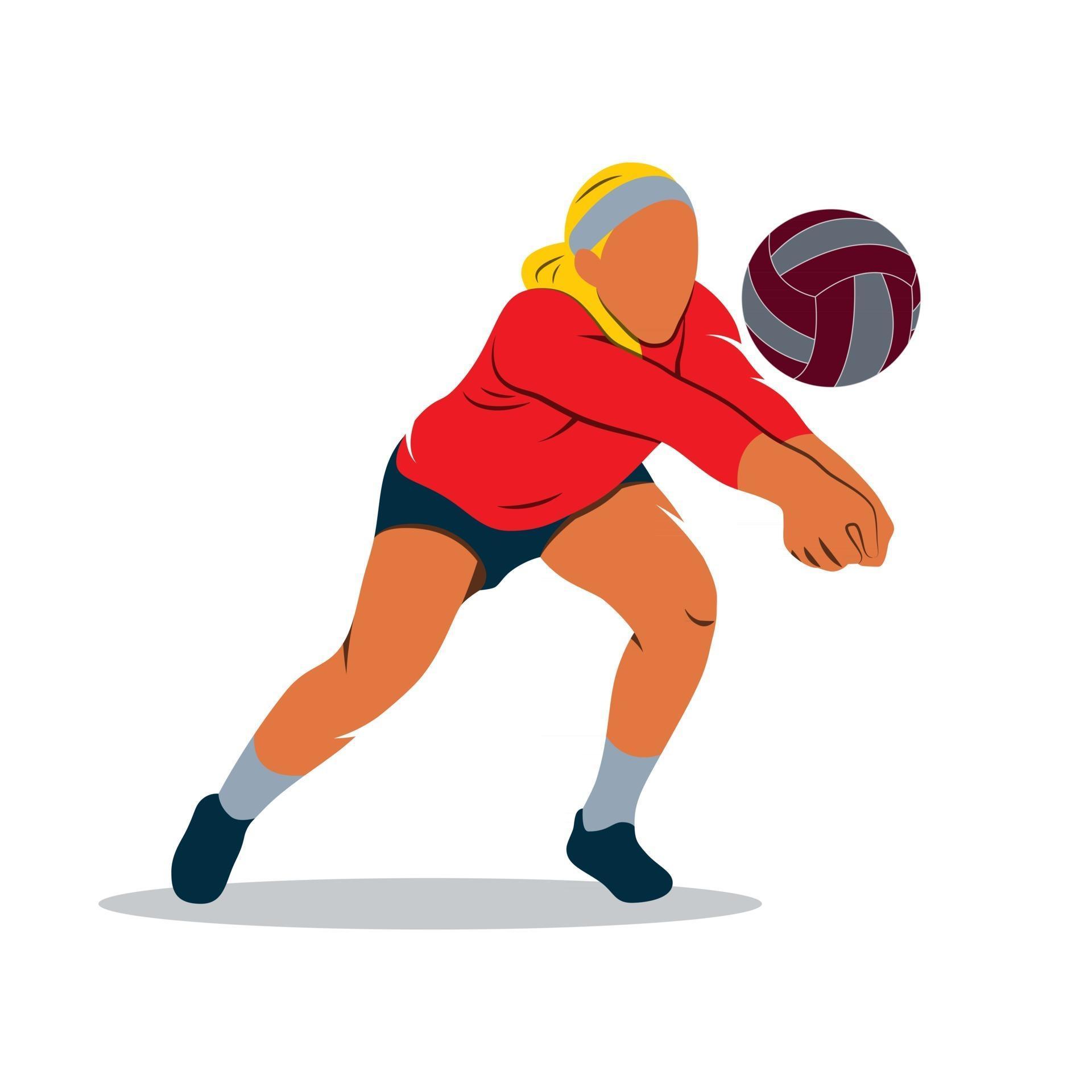 Voleibol Deporte Chica Y Bola Cartoon Vector Ilustración Imagen Vector