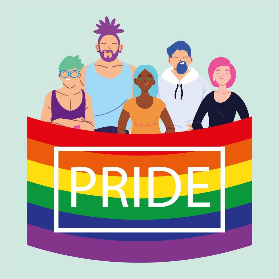 people with LGBTQ pride flag, equality and gay rights 2686142 Vector ...