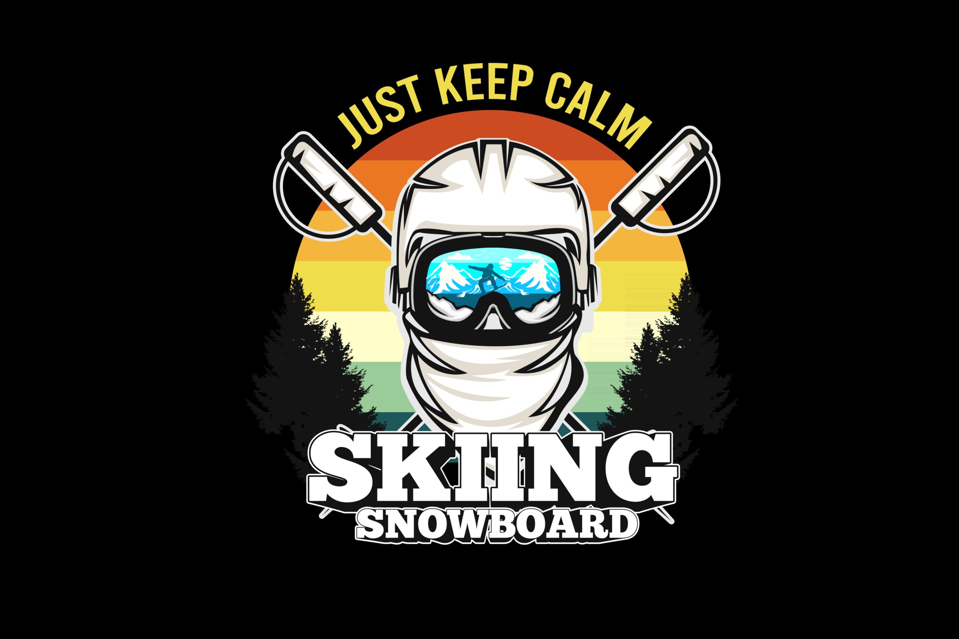 skiing snowboard silhouette design with retro background 2690961 Vector ...
