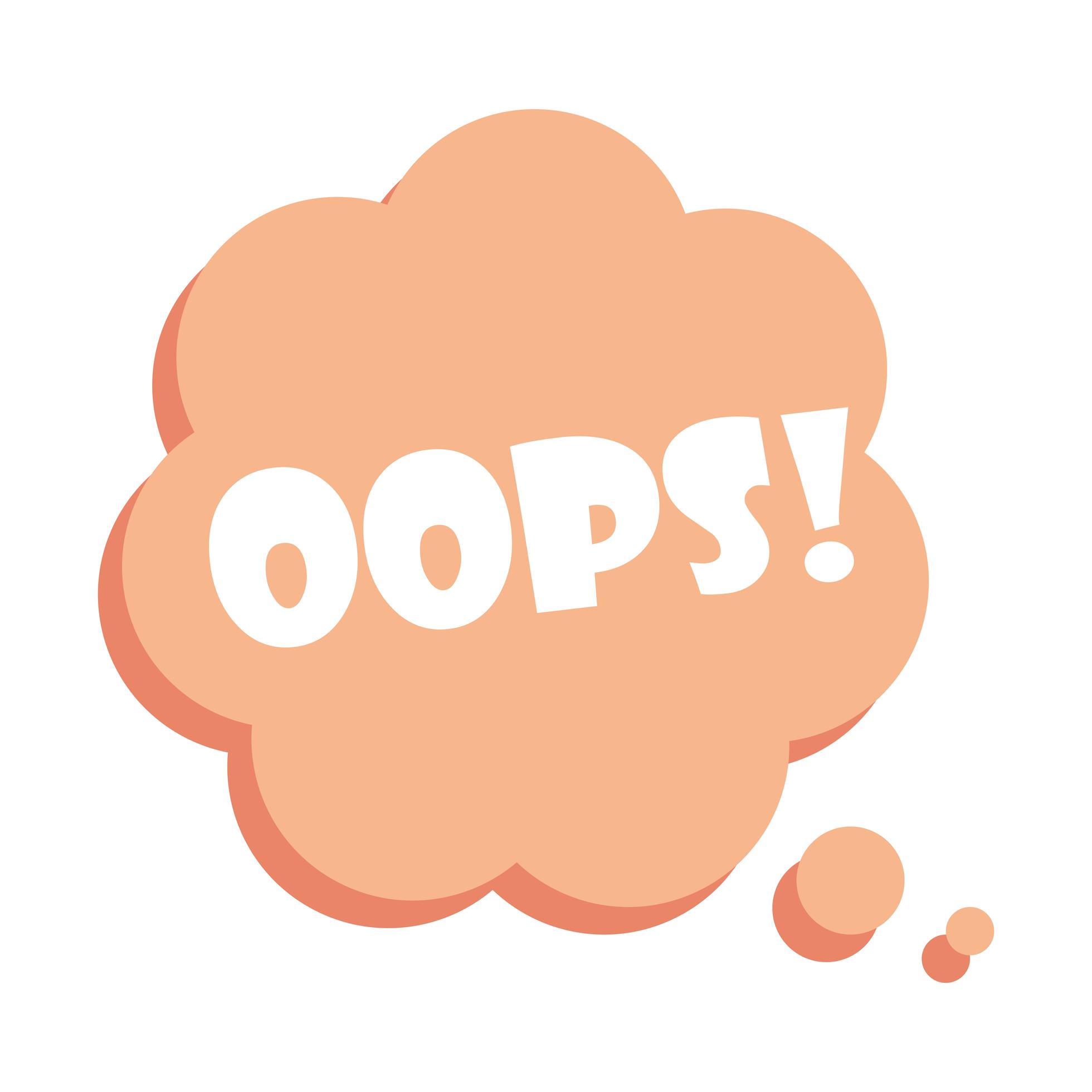 Burbujas de jerga oops nube sobre fondo blanco diseño de icono plano ...