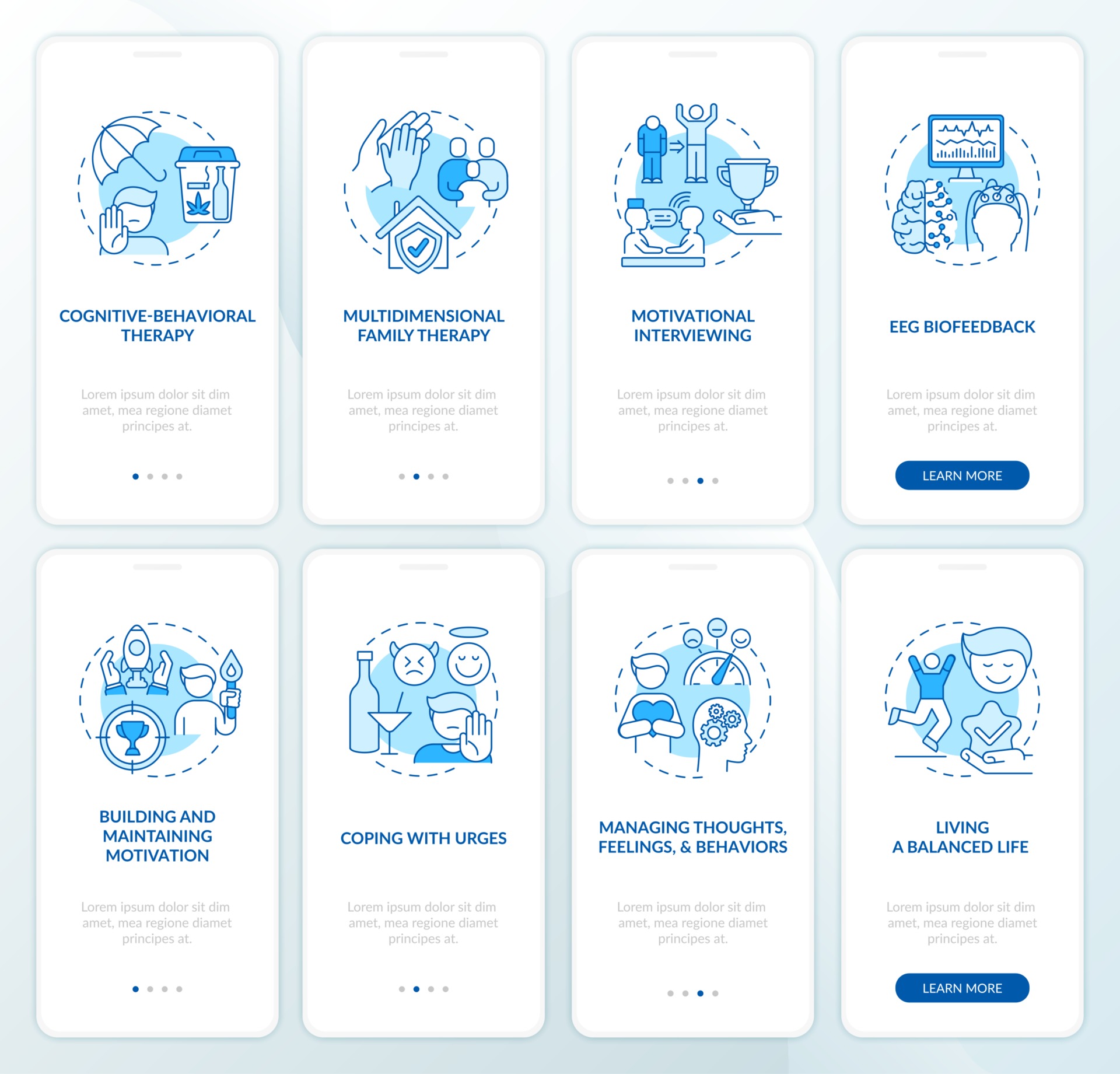 Rehabilitation Onboarding Mobile App Page Screen With Concepts Set 2693125 Vector Art At Vecteezy