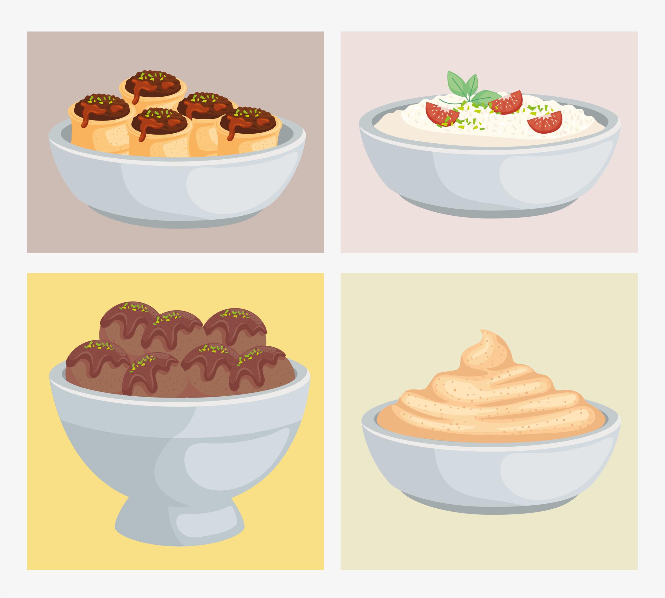 arabic four foods 2695839 Vector Art at Vecteezy